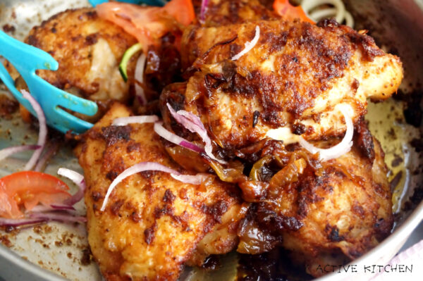 Baked Chicken Suya and Caramelised Onions - My Active Kitchen
